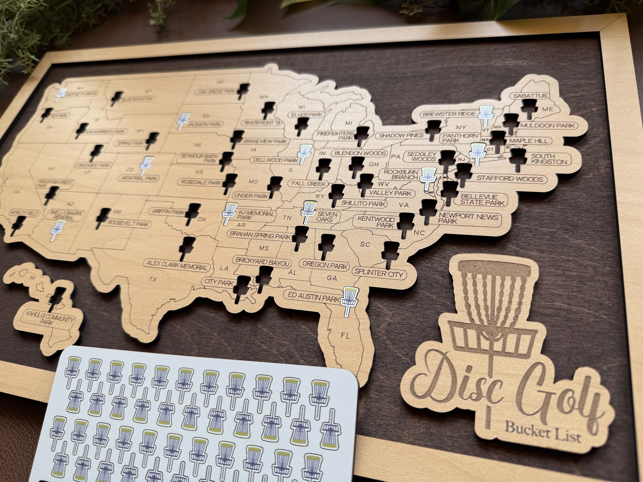 Disc Golf Travel Map – Track U.S. Courses with Tokens – Hyder Handcrafted