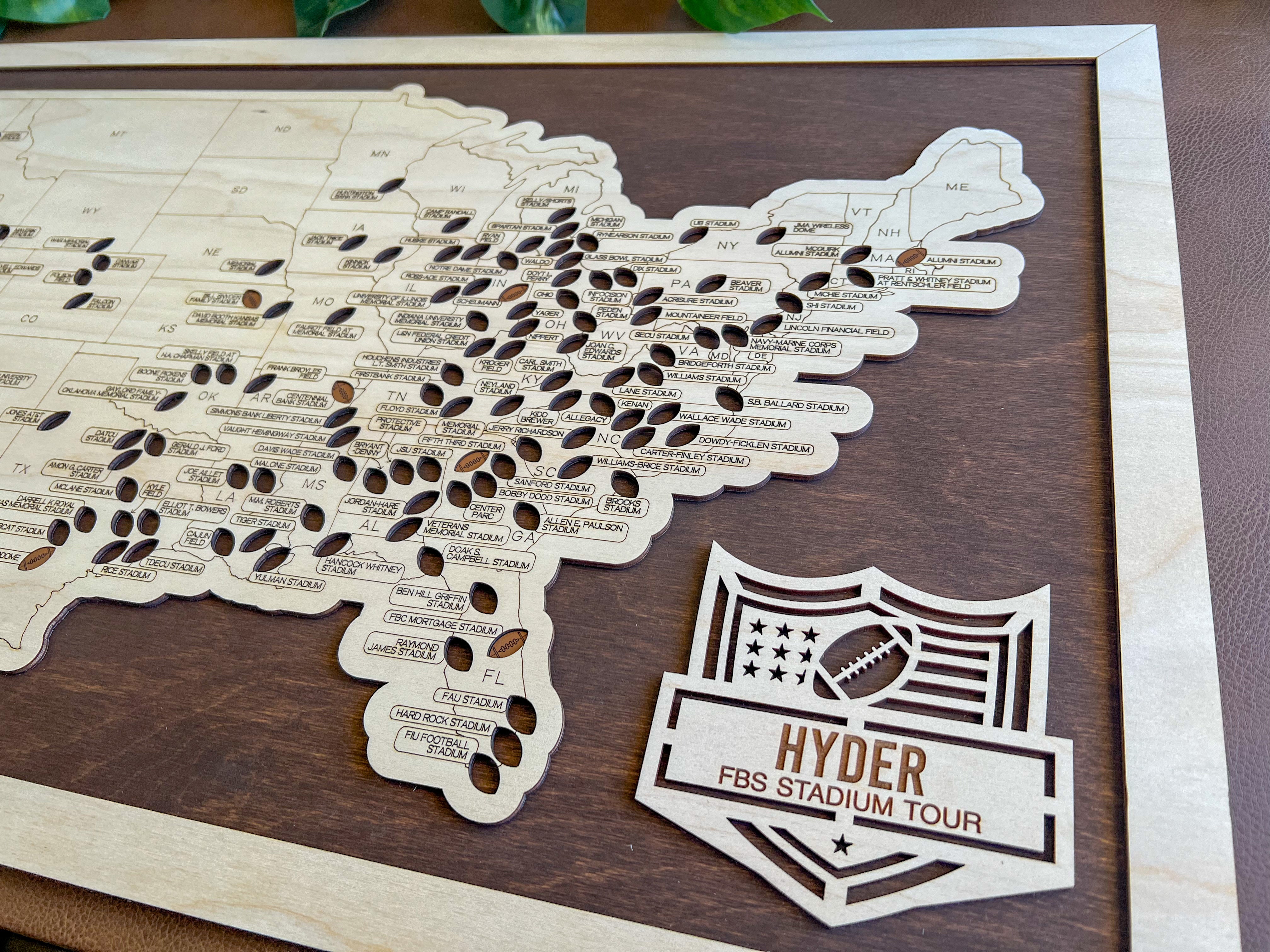 FBS Stadium Bucket List Map – Track College Football Visits – Hyder ...